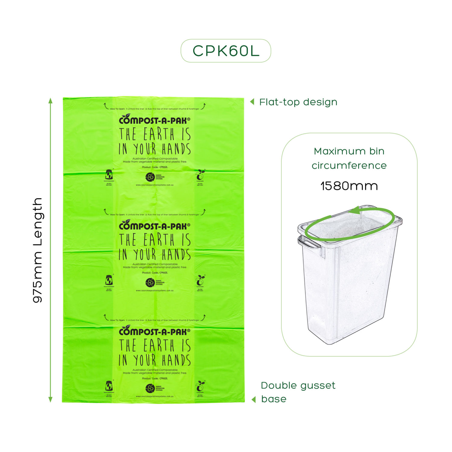 60 Litre - Carton of 100 Liners - Compost-A-Pak